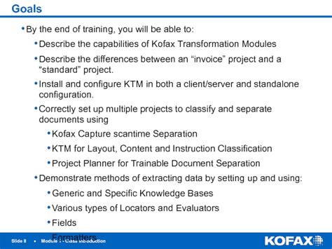 Kofax Transformation Modules 5 Introduction To Class Training