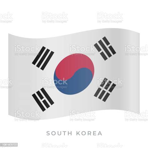 한국 흔들며 플래그 아이콘 벡터 벡터 그림 흰색 절연입니다 국기에 대한 스톡 벡터 아트 및 기타 이미지 국기 기 날기