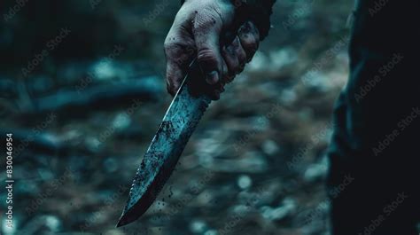 Evil Man Hold Knife Wants To Kill Scary Serial Killer With Blade True