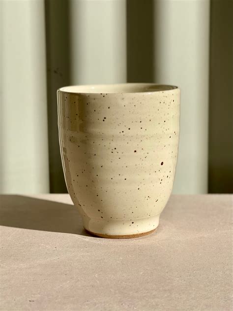 Drink And Barware Ceramic Cream Speckled Coffee Mug Wheel Thrown Pottery