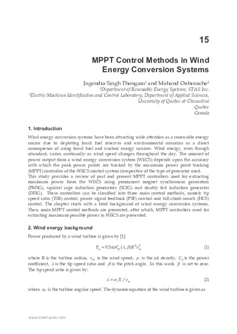 pdf mppt control methods in wind energy conversion systems
