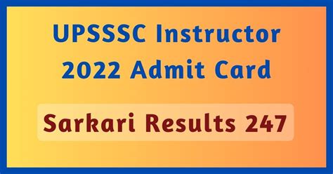 Upsssc Instructor 2022 Admit Card