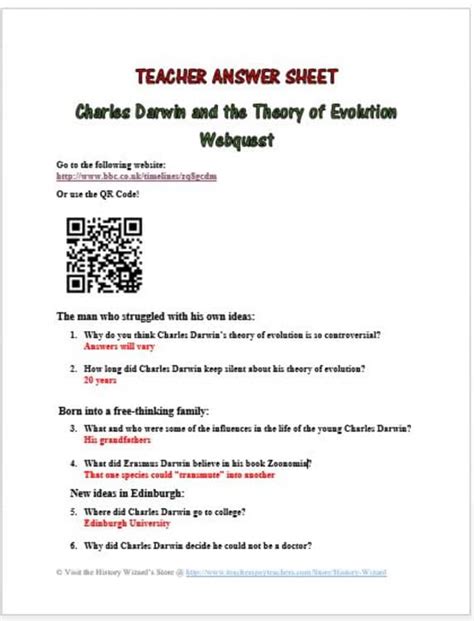 Charles Darwin And The Theory Of Evolution Webquest By History Wizard