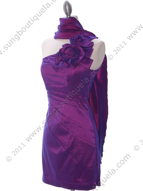 Purple Stretch Taffeta Cocktail Dress Sung Boutique La