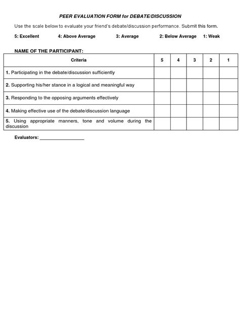 Debate Feedback Template Pdf