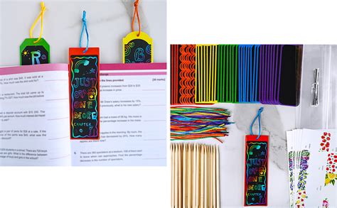 Winlyn 48 Sets 6 Styles Magic Color Scratch Bookmarks Craft