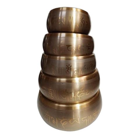 Printed Golden Round Brass Singing Bowl Set For Relaxation And Healing At ₹ 2624set In Moradabad