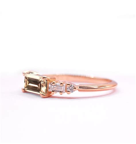 Emerald Cut Morganite And Diamond Ring Art Deco Morganite Engagement