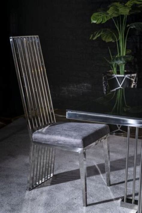 Jvmoebel Stuhl Esszimmer Stuhl Grau Luxus Stuhl Metall Mit Textil