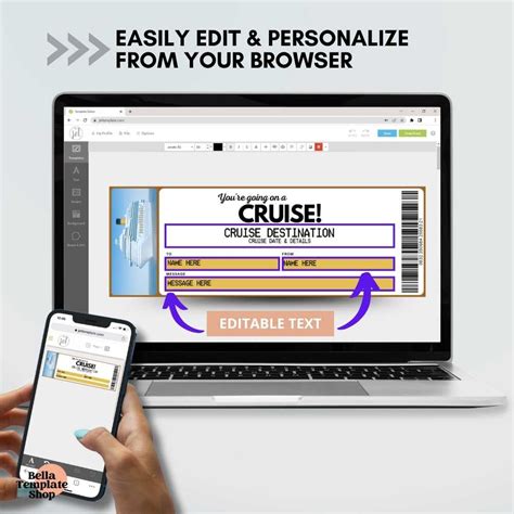 Editable Cruise Boarding Pass Bella Template Shop