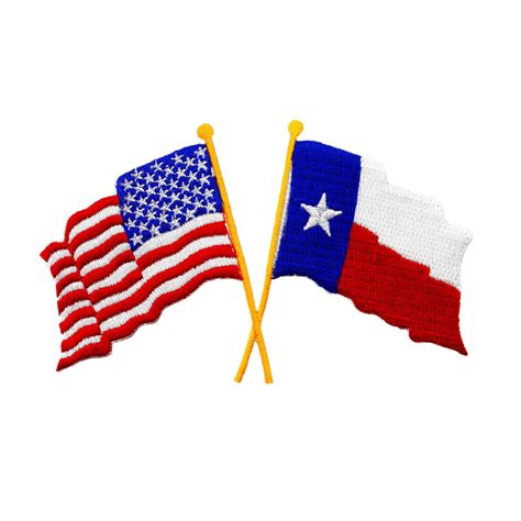 Usa And Texas Crossed Flag Embroidered Patch