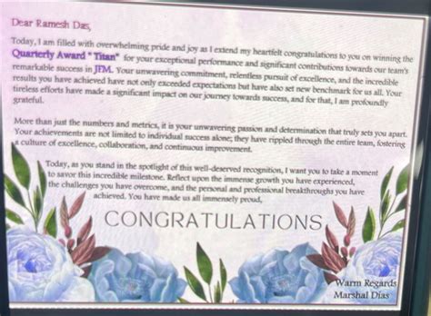 Ramesh Das On Linkedin Jfm Quarterly Titan Award