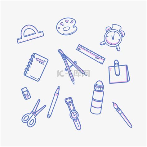 学习用品文具手绘素材图片免费下载 千库网