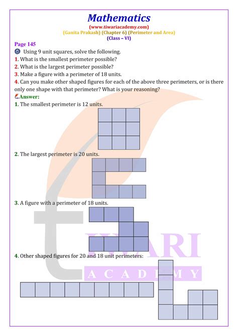 Class 6 Maths Ganita Prakash Chapter 6 Perimeter And Area Solutions