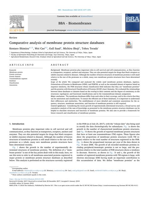 Pdf Comparative Analysis Of Membrane Protein Structure Databases