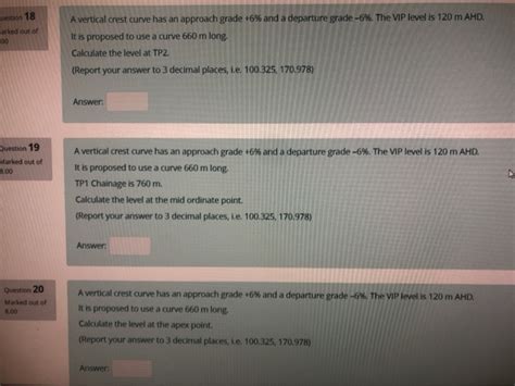 Solved Uestion 18 Arked Out Of 00 A Vertical Crest Curve