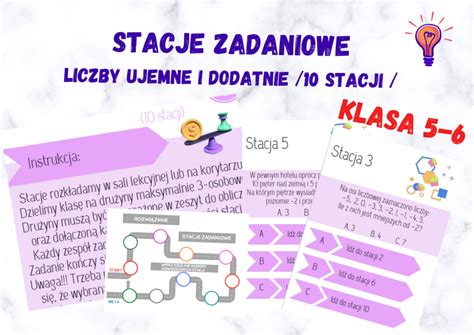 Stacje zadaniowe LICZBY UJEMNE I DODATNIE klasa 5 6 Złoty nauczyciel