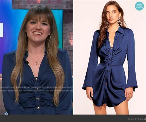 Wornontv Kellys Navy Button Front Mini Dress On The Kelly Clarkson