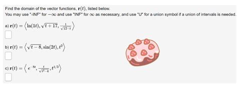 Solved Find The Domain Of The Vector Functions Rt Listed