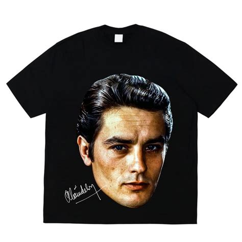 Alain Delon T Shirt Noir Portrait Big Face Hip Hop Graphic Print T
