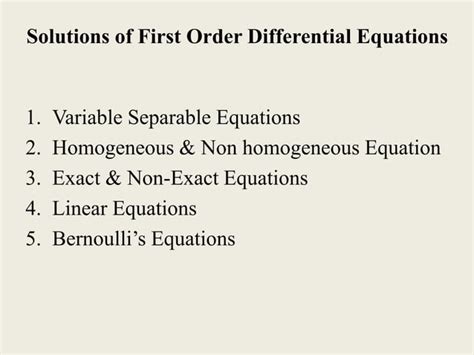 Ordinary Differential Equation Pptx Physics Science