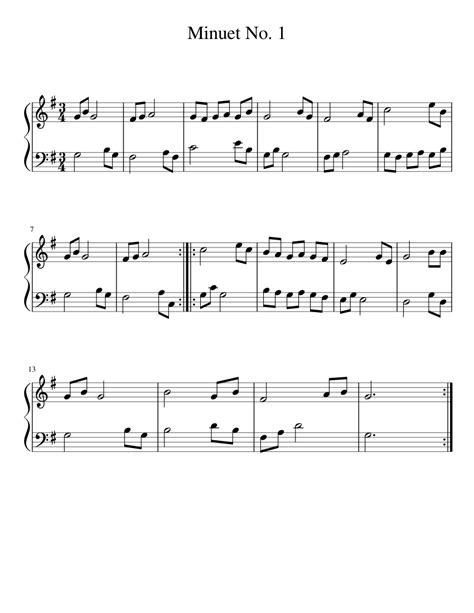 Minuet No 1 Sheet Music For Piano Download Free In Pdf Or Midi