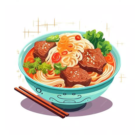 Premium Ai Image Simple Beef Noodles Illustration