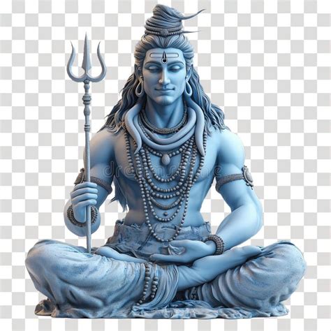 Cartoon Illustration Of Hindu God Shiva With His Trident Stock