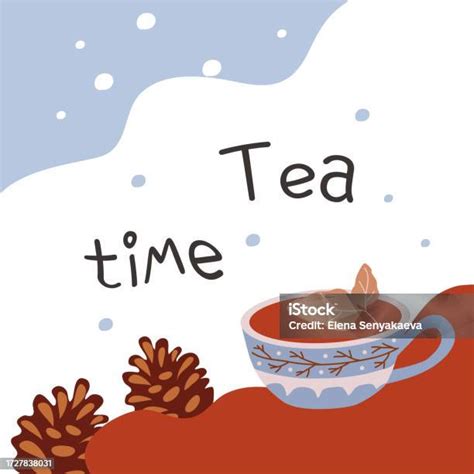 티 타임 카드 디자인 엽서 파티 광고 배너 포스터 소셜 네트워크에 대한 벡터 그림 가정 주방에 대한 스톡 벡터 아트 및 기타 이미지 Istock