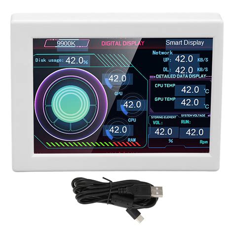 2Pack Computer Temp Monitor 3 5 Inch IPS Type C Stepless Dimming Rotating Theme Editor PC CPU