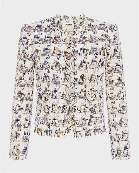 L Agence Angelina Plaid Tweed Jacket Neiman Marcus