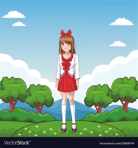 Anime Manga Girl Royalty Free Vector Image Vectorstock