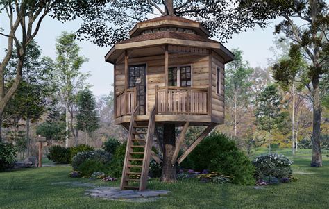 12ft Octagon 1 Tree Plan TreehouseBrackets