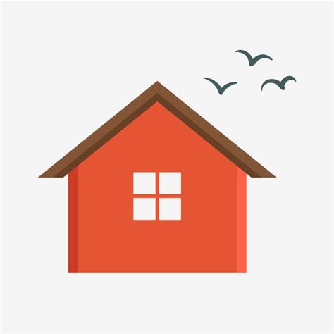 만화 일러스트 집 빨간 지붕에 비행하는 기러기 지붕 클립 아트 만화 집 Png 일러스트 및 Psd 이미지 무료 다운로드