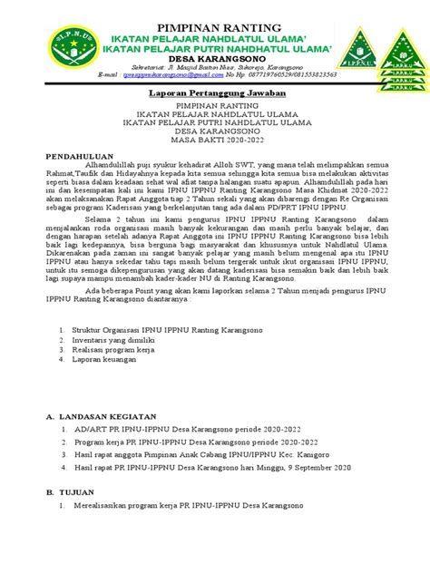 Lpj Pr Ipnu Ippnu Karangsono Pdf