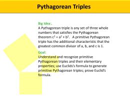 Pythagorean Triples Worksheet I