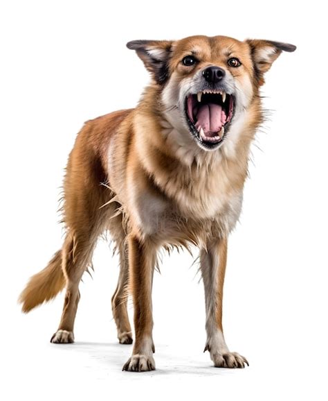 Premium Photo Scary Dangerous Rabid Dog With Open Mouth On Isolated