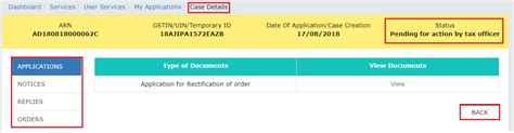 User Manual Filing Application For Rectification Of Order