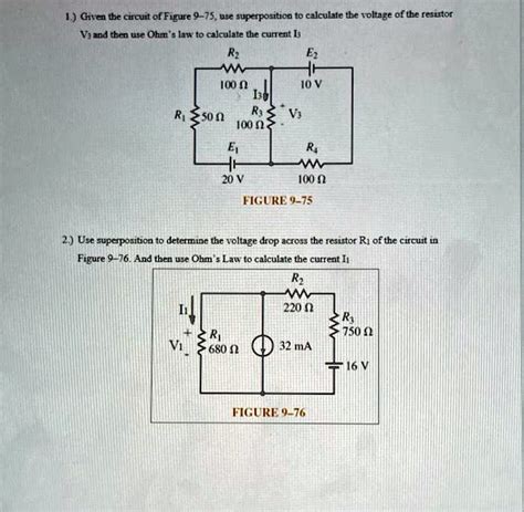 Solved 1 Given The Circuit Of Figure 9 75 Use Superposition To Calculate The Voltage Of The