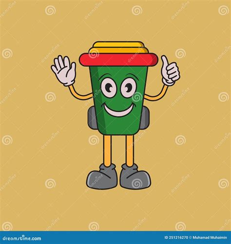 Colored Trash Can Character Logo Icon Stock Vector Illustration Of