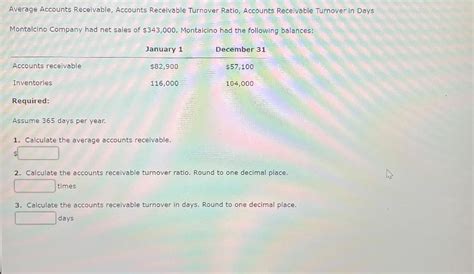 Solved Average Accounts Receivable Accounts Receivable