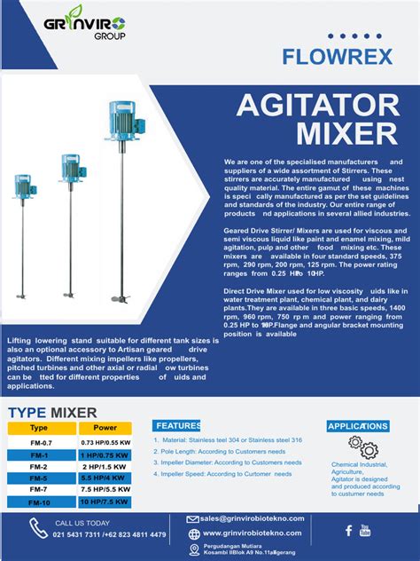 M Agitator Mixer Flowrex Catalog Pdf