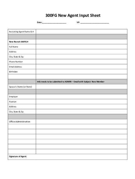 Fillable Online 300FG New Agent Input Sheet Fax Email Print - pdfFiller