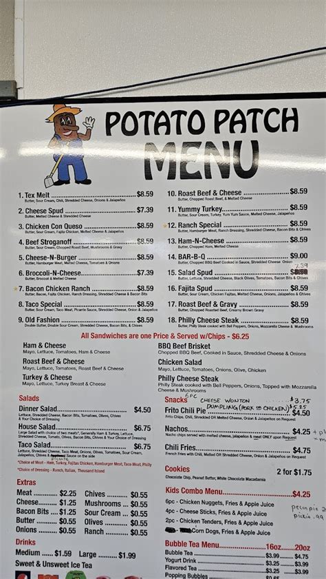 Potato Patch Menu Full Menu Update 2026