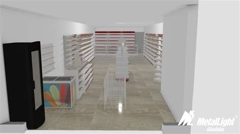 projeto farmacia de DAVI Planta 3D Mooble Metal Light Gôndolas