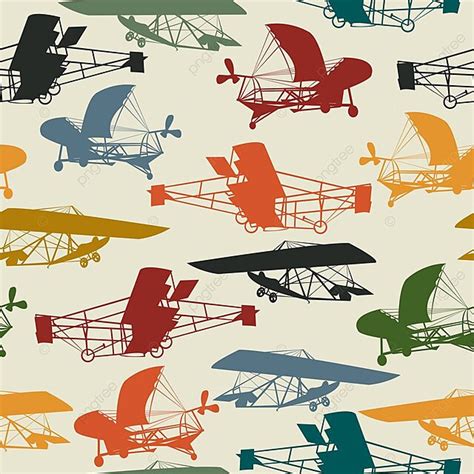 Seamless Pattern With Historical Planes Army World War Backdrop Vector Army World War
