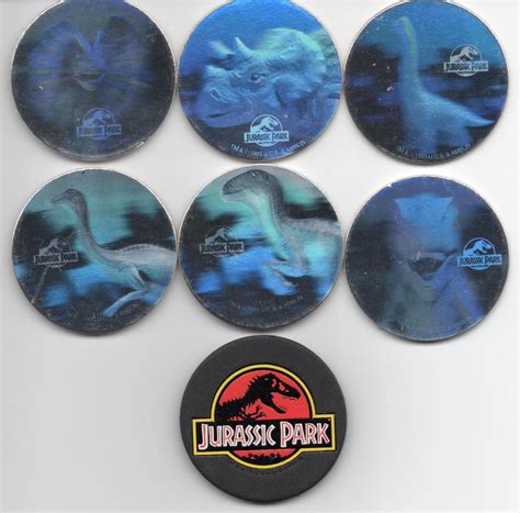 Assorted Lot Of Jurassic Park Skycaps Pogs Holograms Slammer
