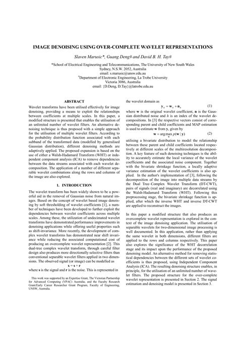 Pdf Image Denoising Using Over Complete Wavelet Representations