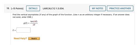 Solved 18 5 Points DETAILS LARCALC12 1 5 034 MY NOTES