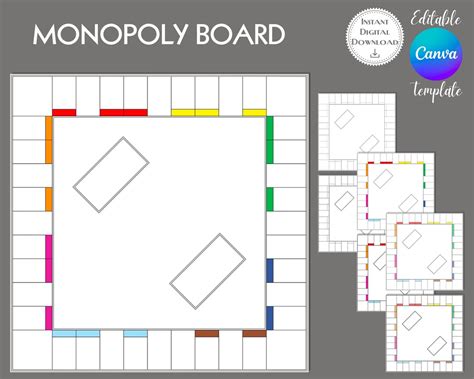 Monopoly Board Blank Monopoly Board Custom Monopoly Game Digital